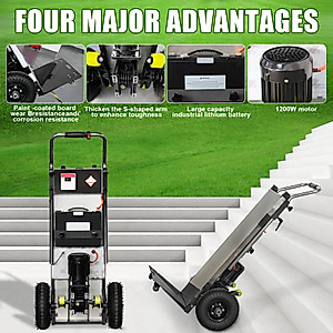 NETSOLAR Electric Stair Climbing Hand Trucks Dolly Cart for Moving 880lb Heavy Duty Folding Stair Climber Cart Hand Trolley Motor Battery Powered for Furniture Family Logistics Warehouse