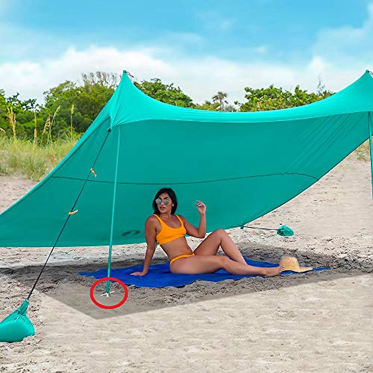 Red Suricata Sunshade Pole Anchors - Set of 4 Sand Anchors for Family Beach Sun Shade Canopy Tent or Multi Terrain Sunshade (no Canopy & no Poles Included)