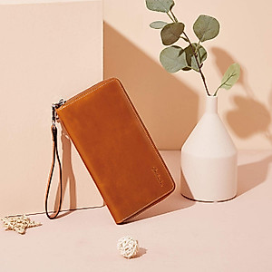 BOSTANTEN Womens Leather Wallets RFID Blocking Large Capacity＆Leather 15.6 inch Laptop Backpack Computer Bag