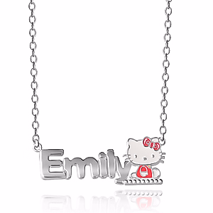 Sanrio Hello Kitty Personalized Name Necklace 18" - Sterling Silver Personalized Hello Kitty Necklace Officially Licensed