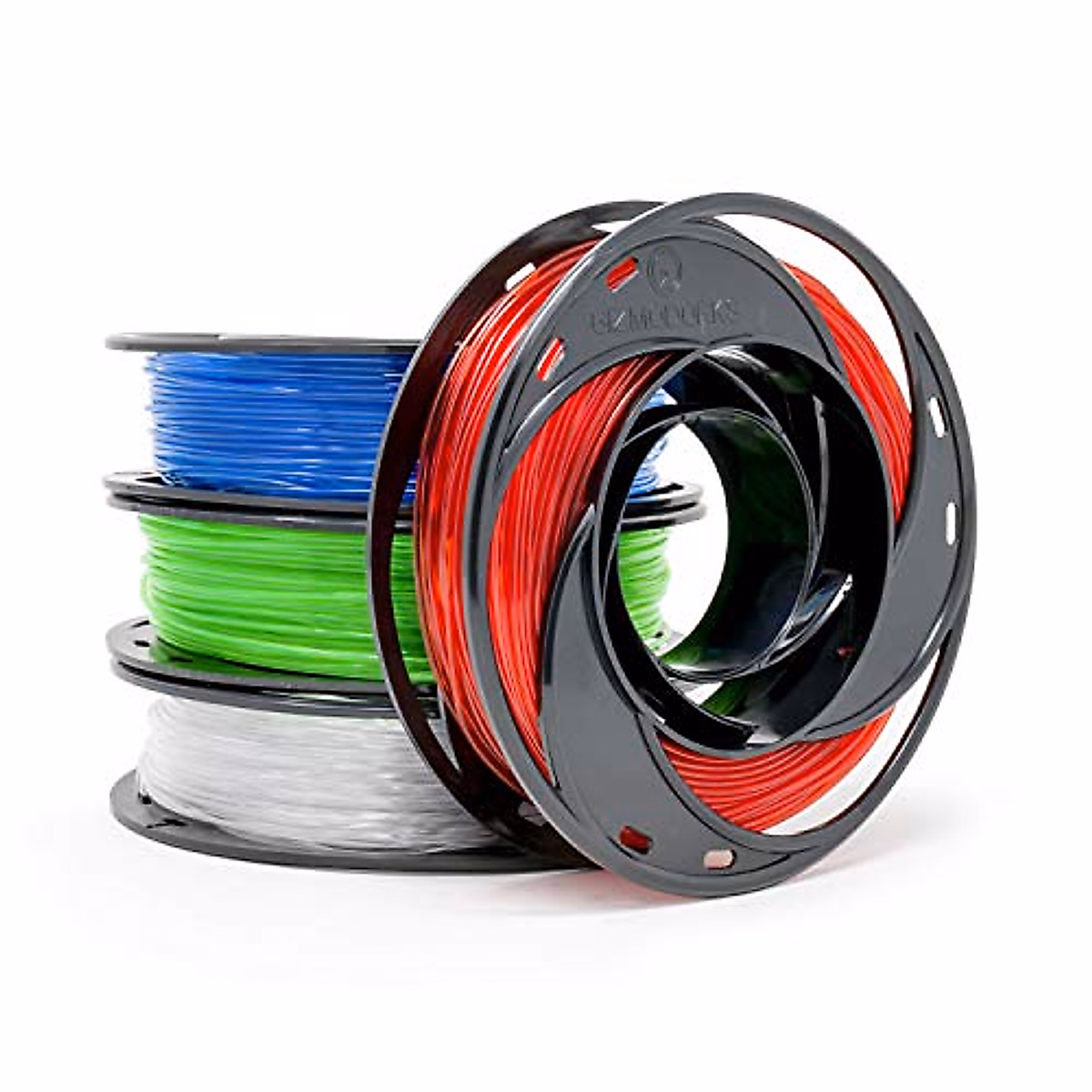 Gizmo Dorks PETG Filament for 3D Printers 1.75mm 200g, 4 Color Pack - Blue, Green, Transparent, Red