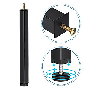 uxcell 2pcs Adjustable Height Bed Frame Support Legs Replacement Bed Rail Support Center Frame Slat Feet Risers(350mm-370mm/13.8"-14.6"), Black