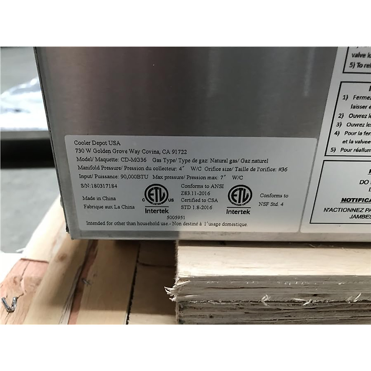 Commercial Griddle Manual 36" Countertop Natural Gas - 90000 BTU NSF CD-MG36