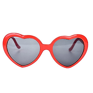 JYZOBJHB Party Sunglasses Heart Shape Party Favors Supplies Eyewear for Kids Adults Unisex Pack of 12 Pieces UV Protection Neon Color 80's Bulk (12 Red)