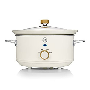 Salton Swan Nordic-Style Slow Cooker with Removable Ceramic Pot, 3.5 Litre, Cotton White