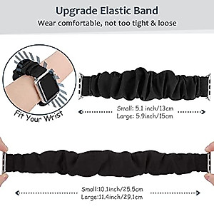 JIELIELE Compatible with Scrunchie Apple Watch Band 38mm 40mm 41mm 42mm 44mm 45mm for Women,Cute Wristbands Straps Elastic Scrunchy Band for iWatch Series 8 7 6 5 4 3 2 1 Ultra SE (S-38/40 SET-BG)