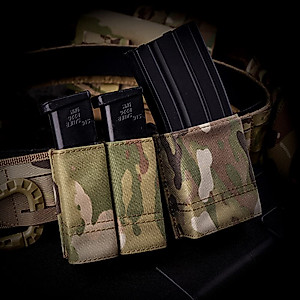 KRYDEX Double Pistol Mag Pouch, Nylon Magazine Pouch 9mm with Quick Release Kydex Magazine Pouch Insert (MC)