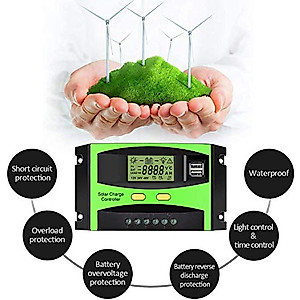 CarBest 30A Solar Charger Controller, 12V/24V Solar Panel Intelligent Regulator with Dual USB Port and LCD Display (Upgraded)
