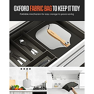 Pizza Peel Aluminum Pizza Spatula, Mooues 12 inch Metal Pizza Paddle(12"x 14")with Rocker Cutter Foldable Wood Handle, [Storage bag included], for Family Pizza Oven Baking Pizza, Dough, Bread & Pastry