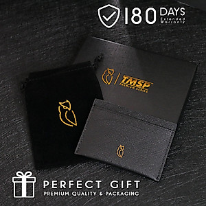 TMSP RFID Wallet for Men - Real Saffiano Leather Business Card Holder Wallet for Men - RFID Blocking Wallet - Credit Card Holder for Men - Minimalist Wallet for Men - Leather Card Holder