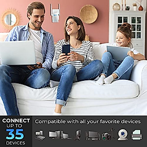 2023 Release WiFi Extender Signal Booster for Home, 4X Faster Longest Range Up to 9,800sq.ft and 35+ Devices, Internet Repeater with Ethernet Port,WiFi Amplifier Easy Setup (White)