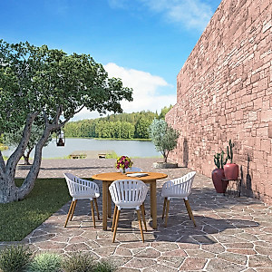 Brampton Chiavari Outdoor Chairs Set of 2 | Teak Finish Legs | Perfect for Patio, White