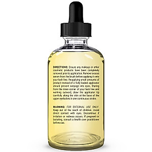 Majestic Pure Castor Oil Eyelash Serum - with Apple & Argan Stem Cells - Eyelash Growth Serum for longer thicker Eyelashes, Eyebrows & Hair - Free Set of Mascara Brush & Eyeliner Applicator - 1 fl oz