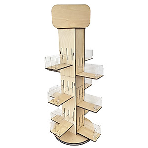 4-Sided Rotating Display Stand - Stationary, Greeting Cards, Stickers, Postcards, Coasters, Napkins - Heavy-Duty, Smooth Rotation, Easy to Assemble, Craft Shows, Trade Shows, Farmers Markets (Natural)