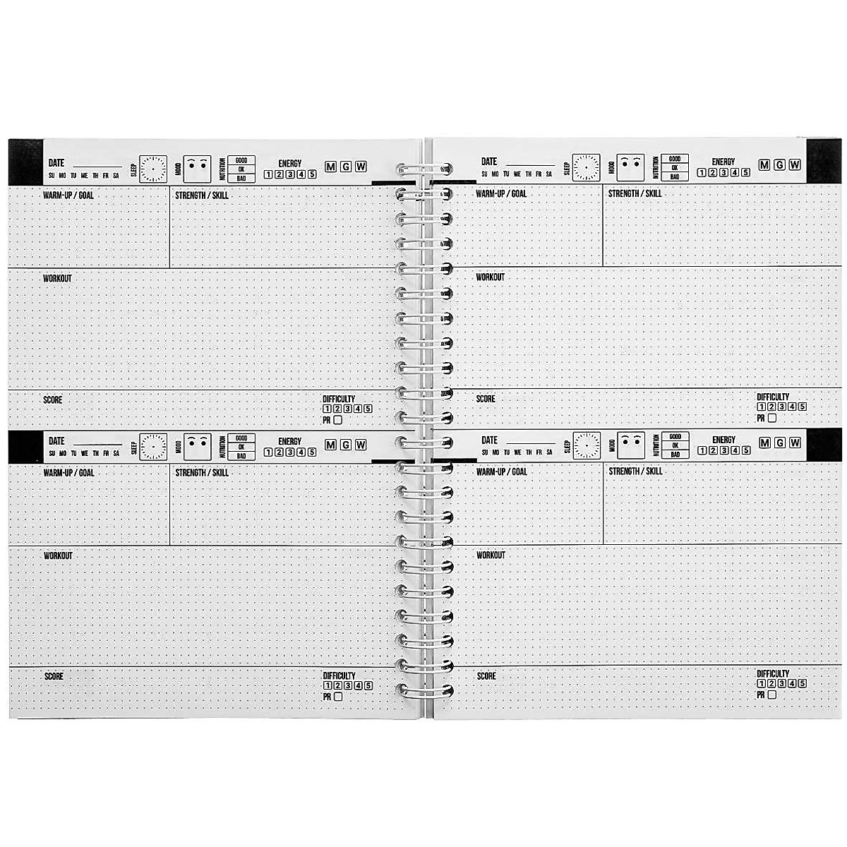 WODBOOK Workout Journal for Athletes - WOD Logbook - Exercise Planner - Cross Training Tracking Diary – WOD Book | Track 200 WODs + 130 Benchmarks + Personal Records | 140 Pages | Wire-Bound