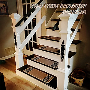 MUXSAM 4Pcs Long Wood-Carved Onlays Appliques for Furniture, Unpainted Wooden Carving Decals for Wall Cupboard Mirror Mantel Door Bed Cabinet Ceiling Dresser Refurbish Project(33x6cm/12.99"x2.36")