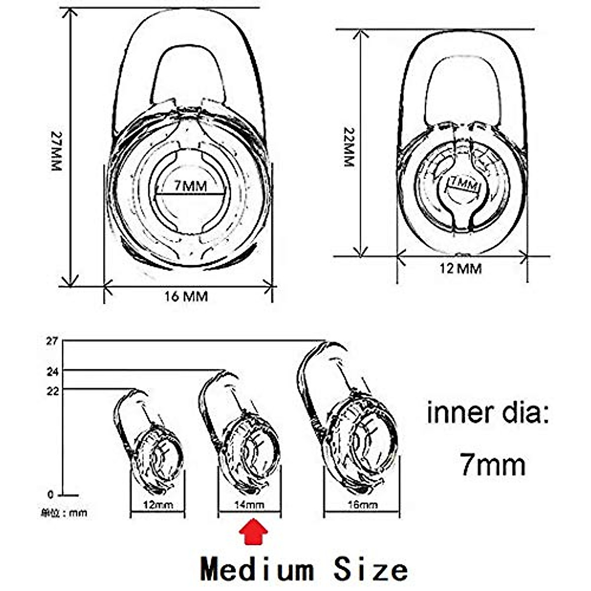 JNSA Medium Size 6 PCS Earbud Gel Eargel Eartips Ear Tip Ear Cap for Plantronics Headset, Fit for Plantronics M155 M165 M1100 M100 M70 M55 M28 M25 Explorer 80 Explorer 100 Explorer 500, Clear 6M