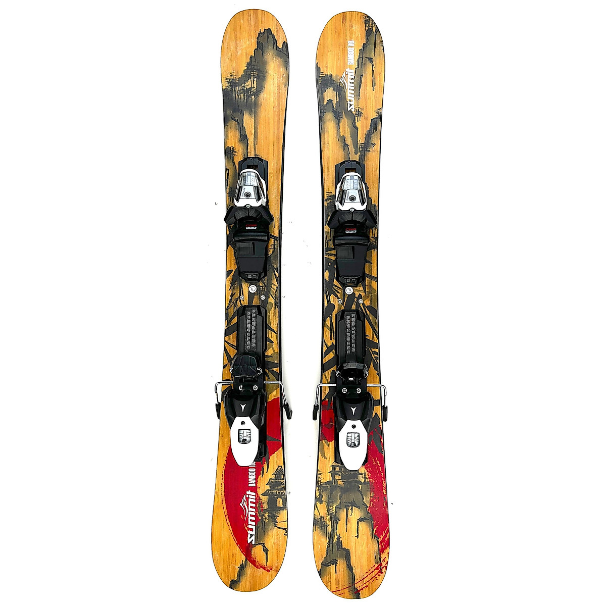 Summit Skiboards Bamboo Pro 110 cm Skiboards w. Atomic M10 Adjustable Ski Bindings