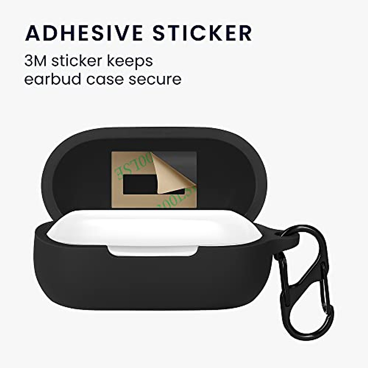 kwmobile Silicone Cover Compatible with OnePlus Buds Z2 - Case Cover Stick-On Skin with Clip - Black