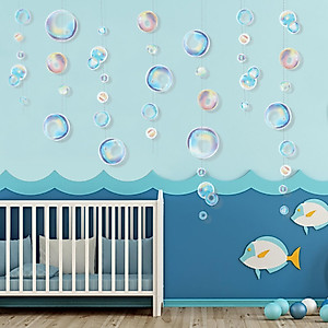 TISTON Under The Sea Bubble Garland, 4 Strings Bubble Decor for Little Mermaid Party Decorations, Hanging Bubbles for Ocean Theme Decor Underwater Backdrop Kids Birthday Supplies