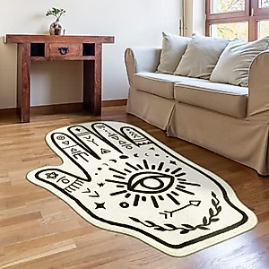 Bathroom Rug 3' X 4.3' Evil Eye Palmistry Rug Kids Rug for Bedroom Rug Aesthetic Washable Boho Area Rug for Kids Room Soft Black and White Nursery Rug Play Carpet for Playroom Dorm Living Room Decor