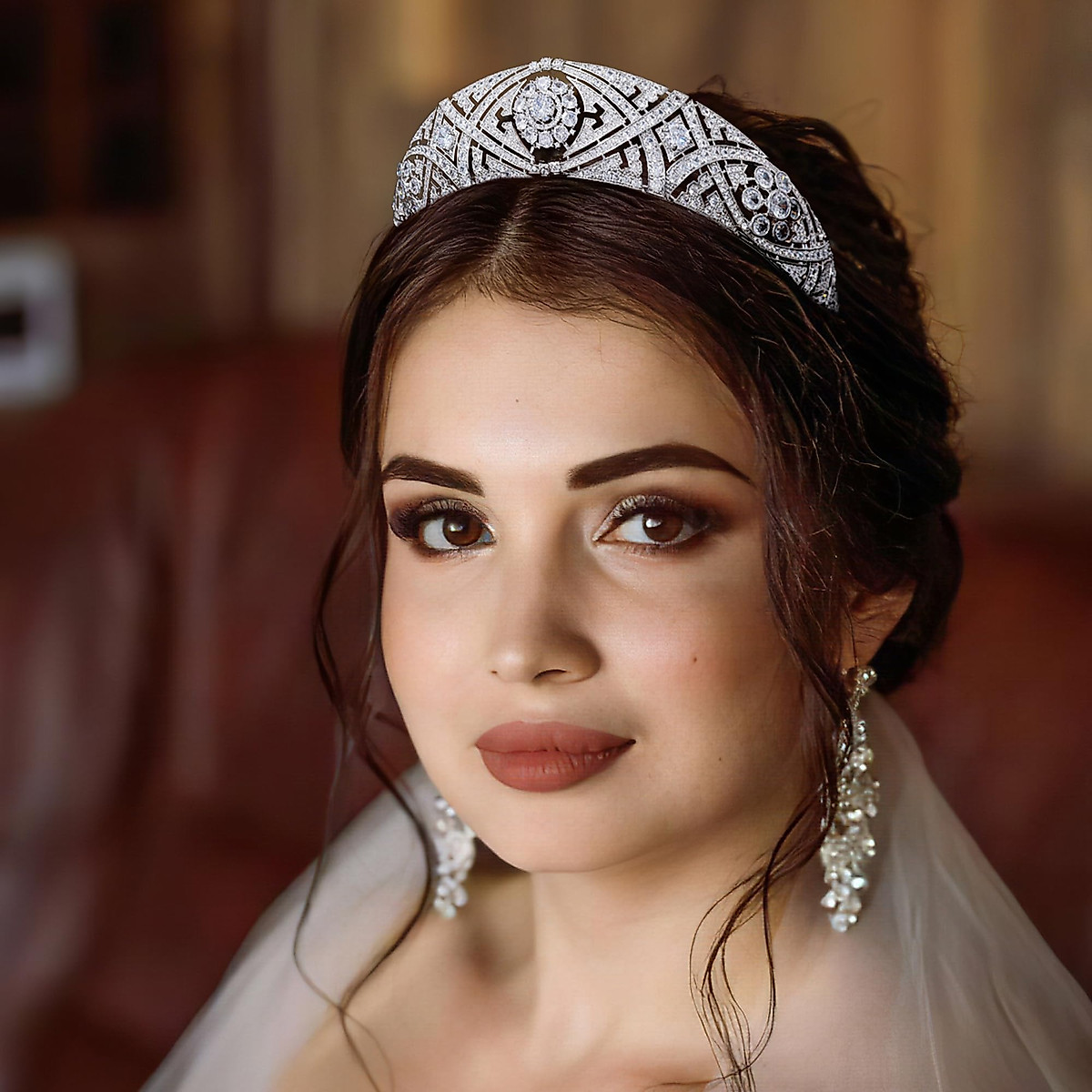 CZ Full Cubic Zirconia Tiaras and Crowns for Women Prom Quinceanera Birthday Meghan Markle Wedding Hair Accessories HG003 Silver