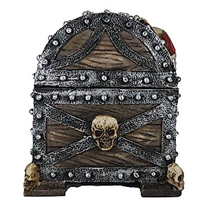 Ebros Large Pirate Ghosts Of The Caribbean Pirate Marauder Skull With Criss Cross Blades Treasure Chest Box Jewelry Box Figurine 7.25"Long