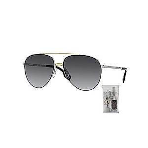 BURBERRY BE3113 Ferry 13038G Silver/Gold/Gradient Grey Pilot Sunglasses for Women + BUNDLE with Designer iWear Complimentary Care Kit