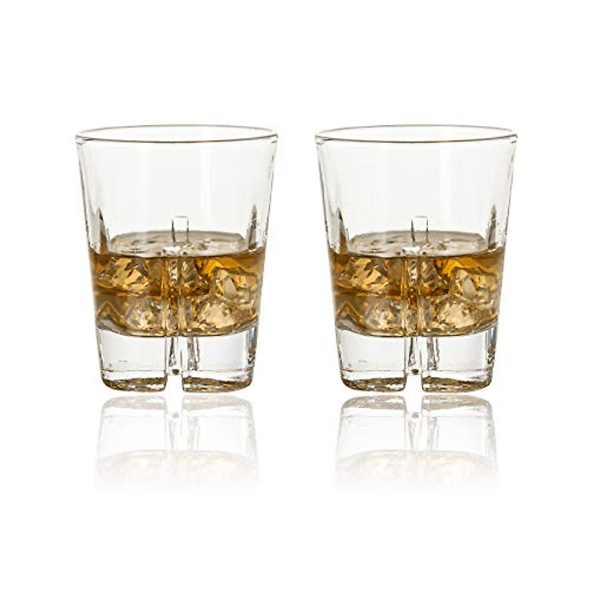 BothEarn Whiskey Rocks Glass Set of 2 - Clear Drinking Cup with Heavy Solid Base - Good for Bourbon Jack Daniels Tennessee and Scotch, 6.5 oz (185 ml)