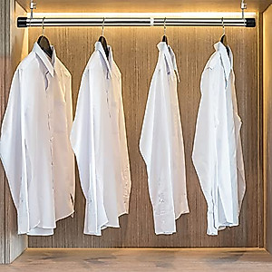 Double Closet Rods for Hanging Clothes, 15 to 39 Inch Adjustable Hanging Closet Bar - Heavy Duty Closet Poles Extender for Wardrobe Storage, Silver