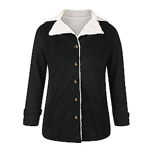 Winter Coats For Women 2023 Warm Clothes Fleece Sherpa Jacket Fuzzy Lightweight Fall Fashion Elegant Dressy Casual Trendy Outerwear Plus Size Clothing Chaquetas De Invierno Para Mujer(A Black,X-Large)