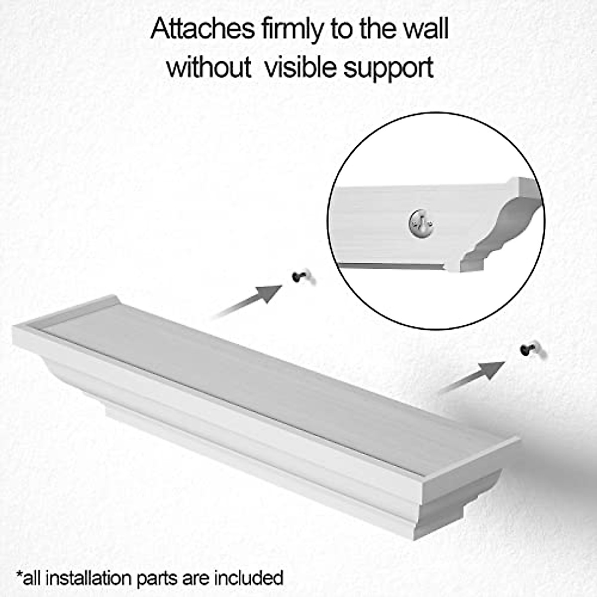 Alsonerbay Floating Shelves White, Wood Shelves Rustic Shelves for Wall Storage, Wall Mounted Shelves for Bedroom Living Room Bathroom, 17 Inch 2 Pack