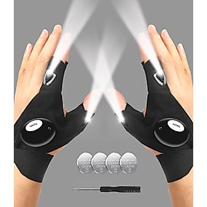 MOIPEJO LED Flashlight Gloves, Gifts for Men Dad Him Boyfriend Husband, Cool Gadget Hands-Free Lights for Camping Fishing Repairing, Fathers Day Christmas Birthday Gift