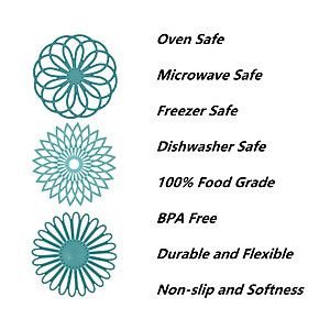 Nstezrne Silicone Trivets for Hot Dishes, Trivet Mat Hot Pads for Kitchen, Trivets for Hot Pots and Pans, Multi Purpose Silicone Heat Resistant Mats for Tabletop & Countertop Protector Mat Set 3 Teal