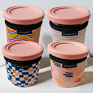 simpme Ice Cream Sleeve Neoprene Sleeve for Ninja Ice Cream Cups, Compatible with NC301 NC300 NC299AMZ Series Ice Cream Maker Containers -(Mix, 4-Pack) (Other)
