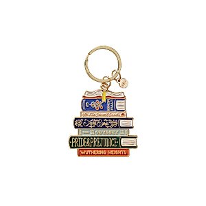 RIFLE PAPER CO. Book Club Enamel Keychain - 1" Brass Keyring Charm, Polished Enamel with a Glossy Finish, 2.4" L x 1.75" W, Perfect for Any Book Lover's Keys