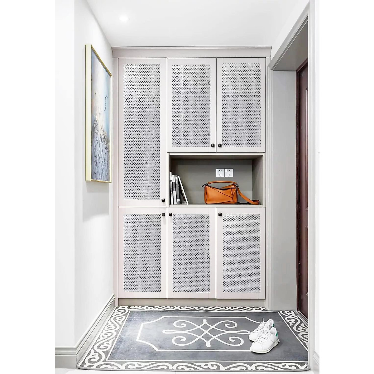 Grey and Black Peel and Stick Contact Paper Self Adhesive Modern Dots Wallpaper Removable Vinyl Film Decorative Shelf Drawer Liner Sticker 17.3 inch x 118 inch (White and Black, 17.3 inch x 118 inch)