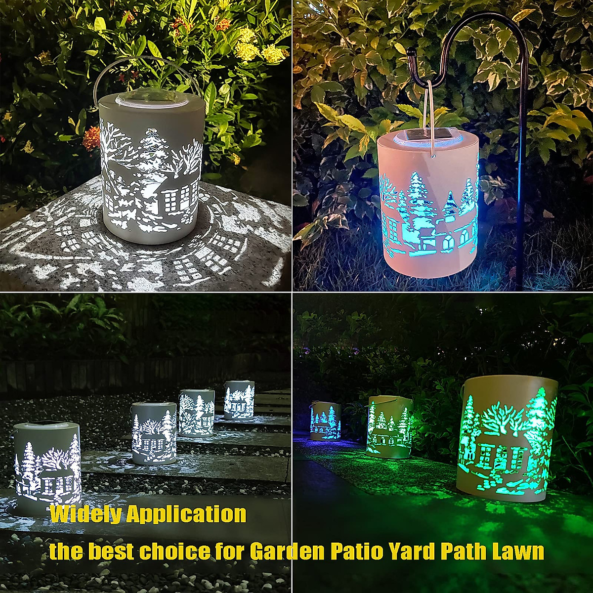 Solar Lights, Aokudoni Outdoor Garden Hanging Lanterns for Patio Yard Garden Home, Waterproof Solar Lanterns for Table, Outdoor, Party Decorative