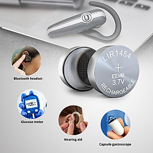 EEMB 4PACK LIR1454 Rechargeable Battery 3.7V Lithium-ion Button Batteries Coin Cell Battery for Earphone Wearable Device Watch