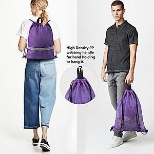 BeeGreen Purple Mesh Drawstring Bag with Pocket Beach Bag for Swimming Gear Pool Football Kickboard Backpack Large Sport Bag for Adults Foldable