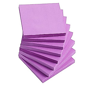 Sticky Notes 3x3 Inches,Bright Purple Self-Stick Pads, Easy to Post for Home, Office, Notebook, 8 Pads/Pack
