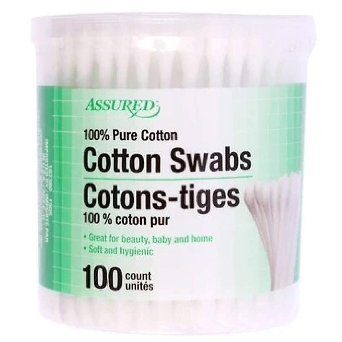 100% Pure Cotton Swabs - 100 Count (w/Container)
