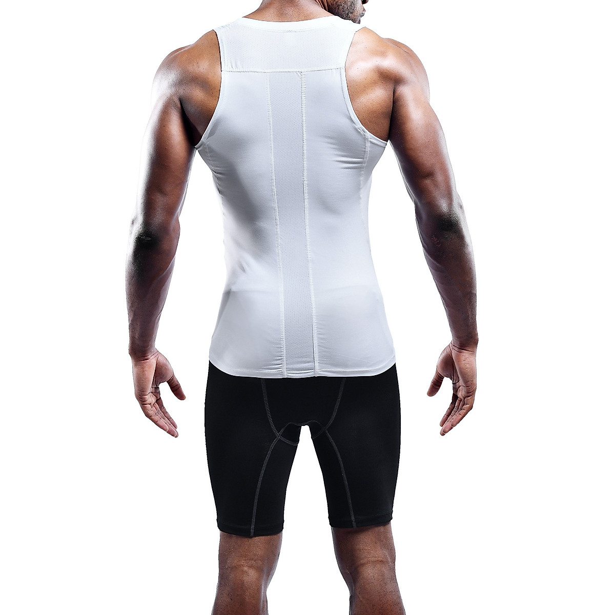 NELEUS Men's 3 Pack Mesh Compression Tank Top Athletic Base Layer,802,White,M,EUR L