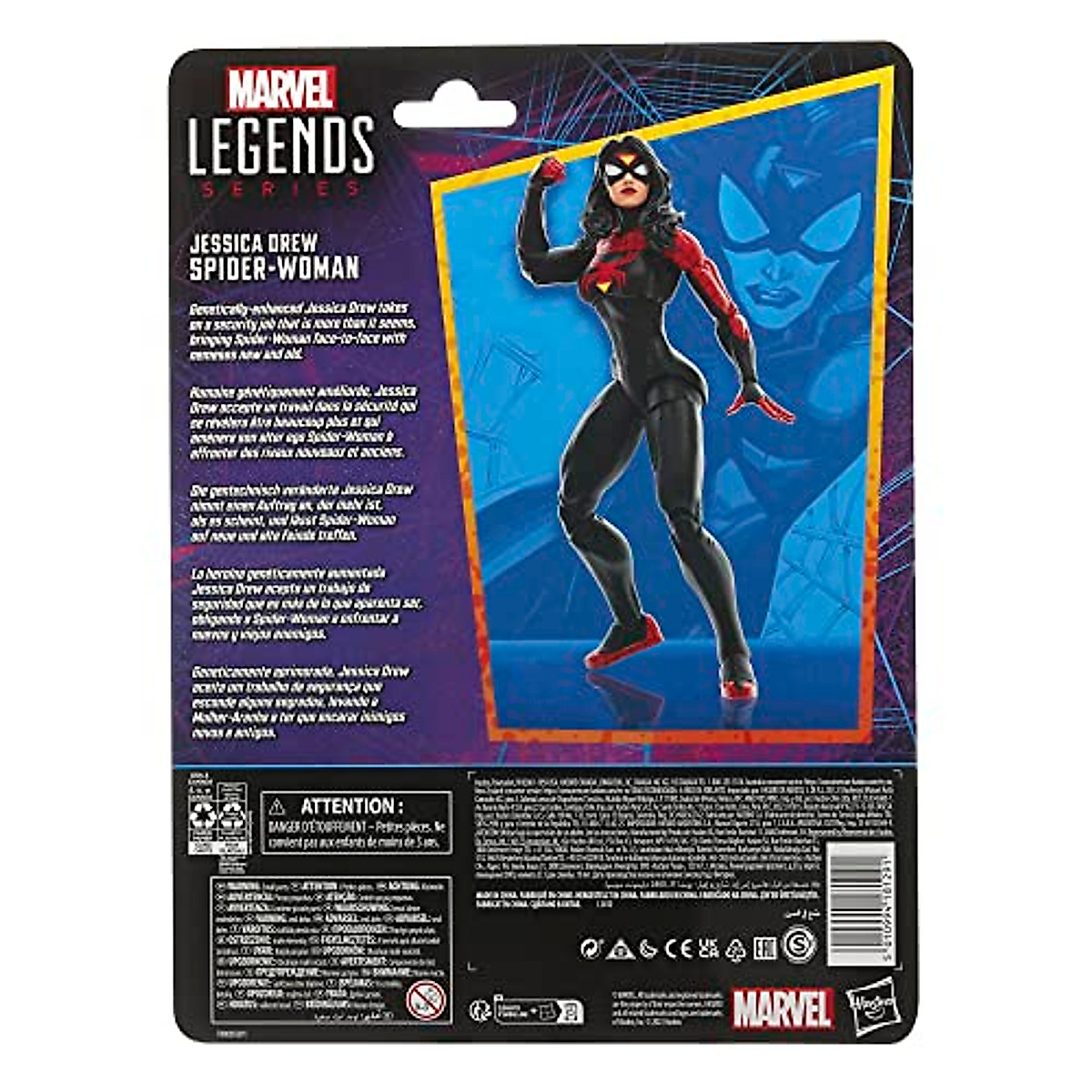 Marvel Legends Series Jessica Drew Spider-Woman, Spider-Man Legends Collectible 6 Inch Action Figures, 2 Accessories