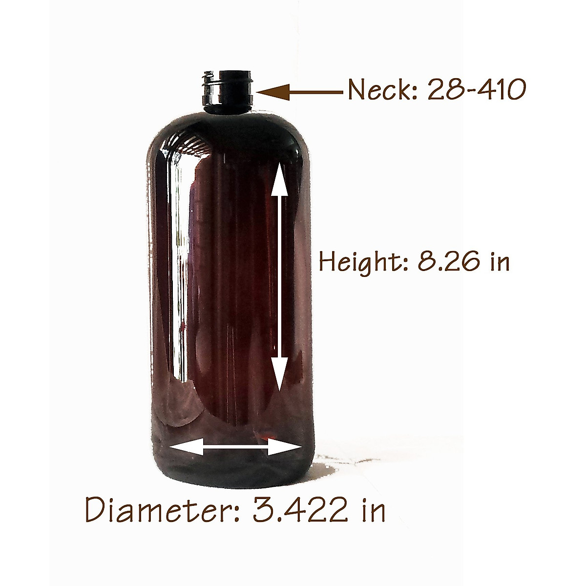 32 oz Amber Plastic PET Plastic Bottle with Black Hand Lotion Pump and Kraft Labels (3)