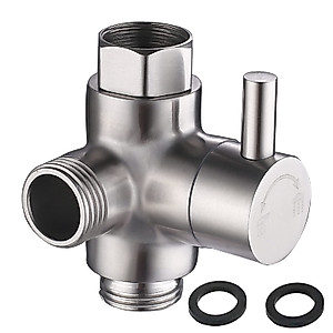 All Metal Shower Arm Diverter Valve for Hand Held Showerhead And Fixed Spray Head, G1/2 3-Way Bathroom Universal Shower System Component Replacement Part, Brushed Stainless Steel