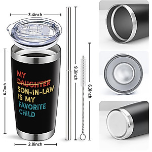 qynspngs Gifts for Father/Mother In Law From Son In Law, Funny Father's Day gifts Christmas Gift for Father/Mother In Law, 20 oz Dad/Mom Tumbler with lid and straw