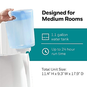 Honeywell Cool Moisture Humidifier, Medium Room, 1 Gallon Tank, White – Invisible Moisture Humidifier for Baby, Kids, Adult Bedrooms – Quiet and Easy to Clean with UV Technology for Everyday Comfort