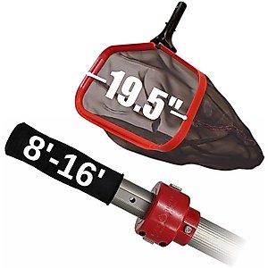 ProTuff 16' Pool Pole with Net (20") Bundle - Unlimited Free Replacement - Pool Net with Pole - Lock Right Mechanism Always Grips, Never Slips