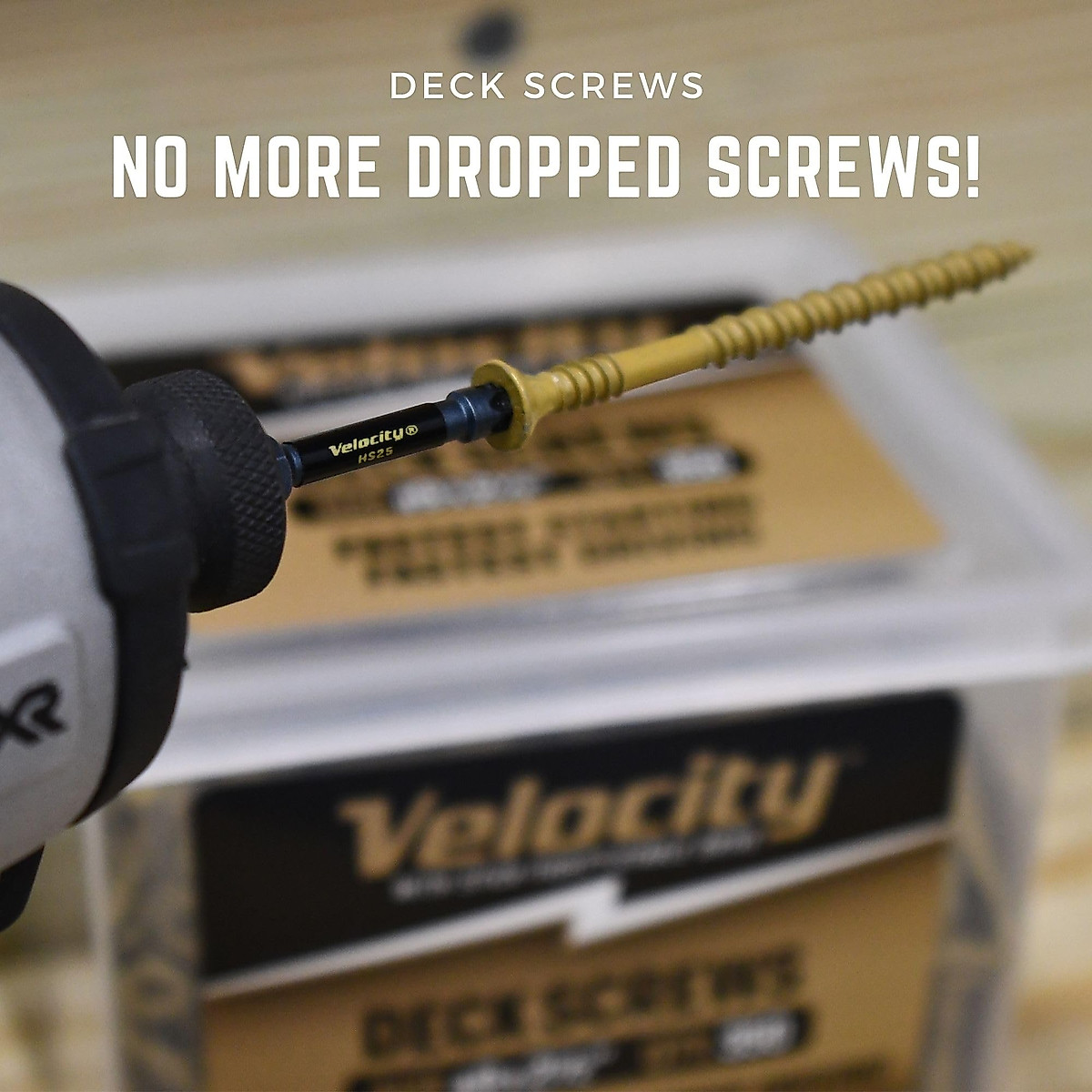 Velocity 2 1/2 Inch Deck Screws (Size #9), Self Tapping Exterior Wood Screws Tan Rust Resistant Coating, Stick-Tight Technology, Hexstix T25 Torx Bits, Contractor Pack (350 Pieces)